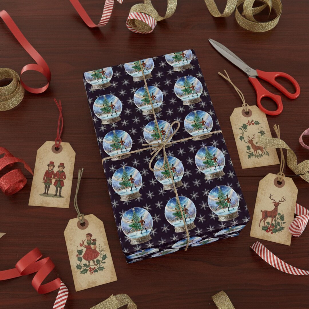 Nutcracker Ballet Wrapping Paper | Vintage Pas De Deux Snowglobe Design ...