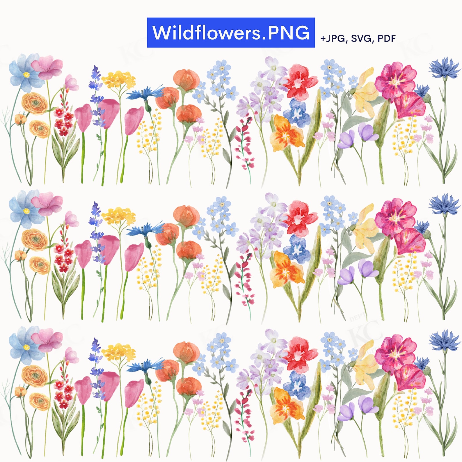 Wildflowers Graphic Clip Art Icon, Instant Digital Download Tumbler ...