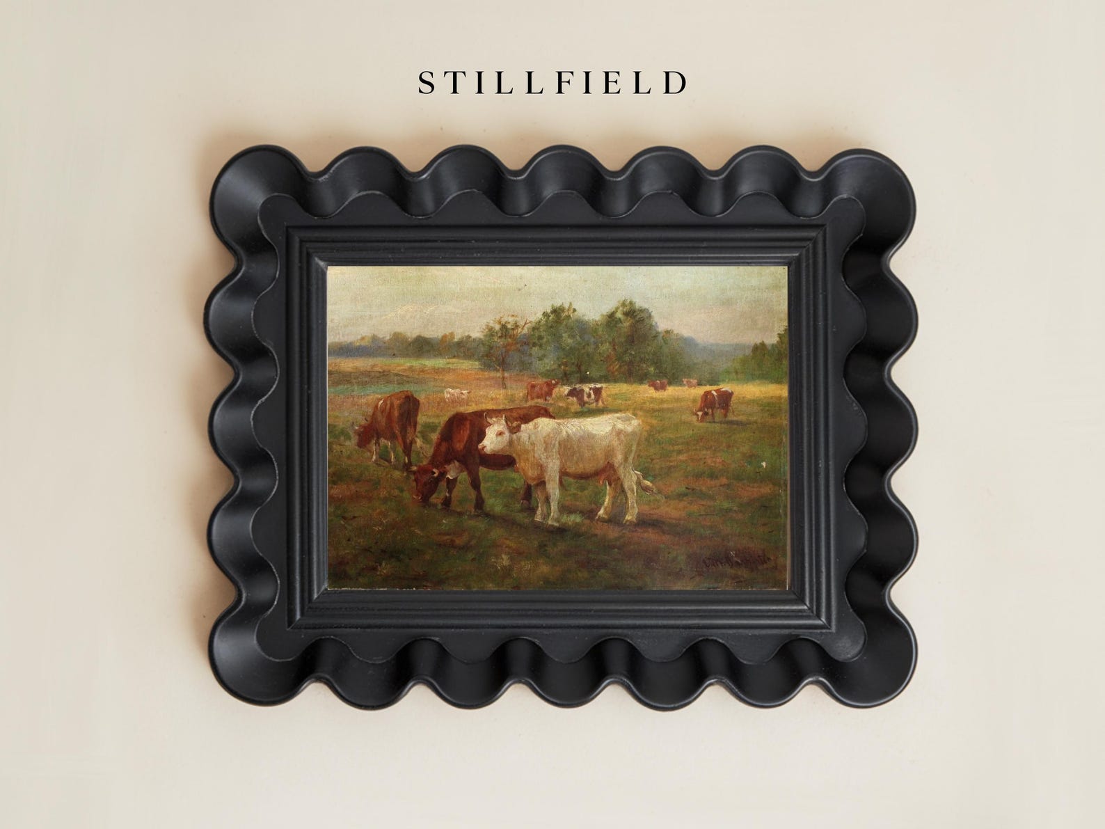 Bannister Cows – Vintage Farm Landscape Giclée Print, Antique Style ...