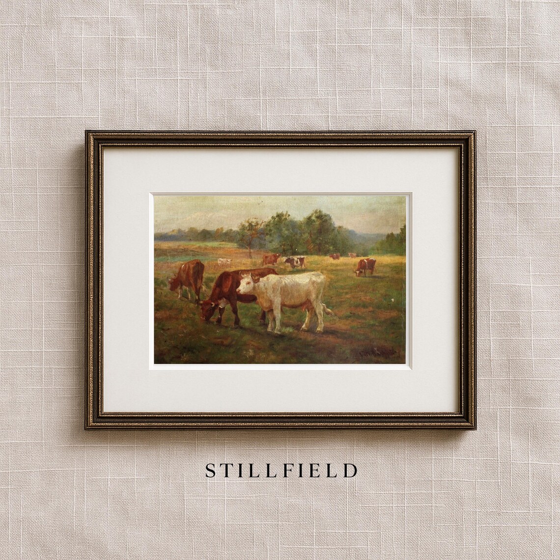 Bannister Cows – Vintage Farm Landscape Giclée Print, Antique Style ...