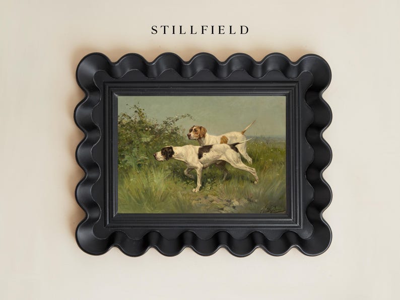 Two English Pointers Hunting Dogs Giclée Print: Reproduction Antique ...