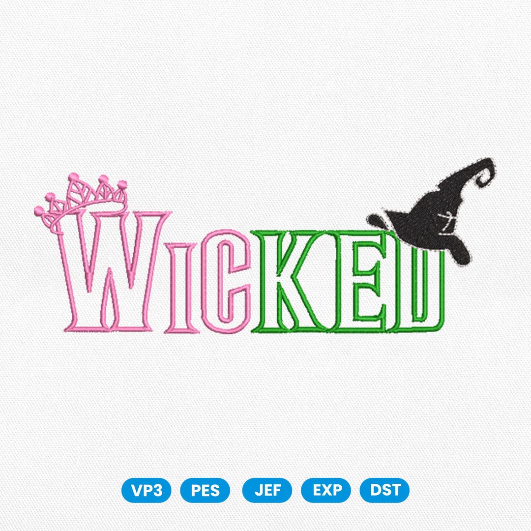 Wizard Aesthetic Embroidery Design, Green and Pink Witch Embroidery ...