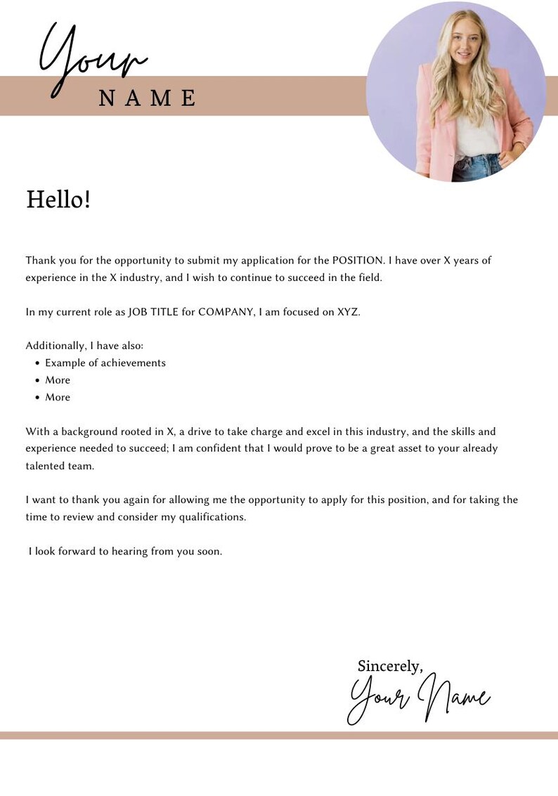 Modern Tan Resume and Cover Letter (with Headshot) Template Pack ...