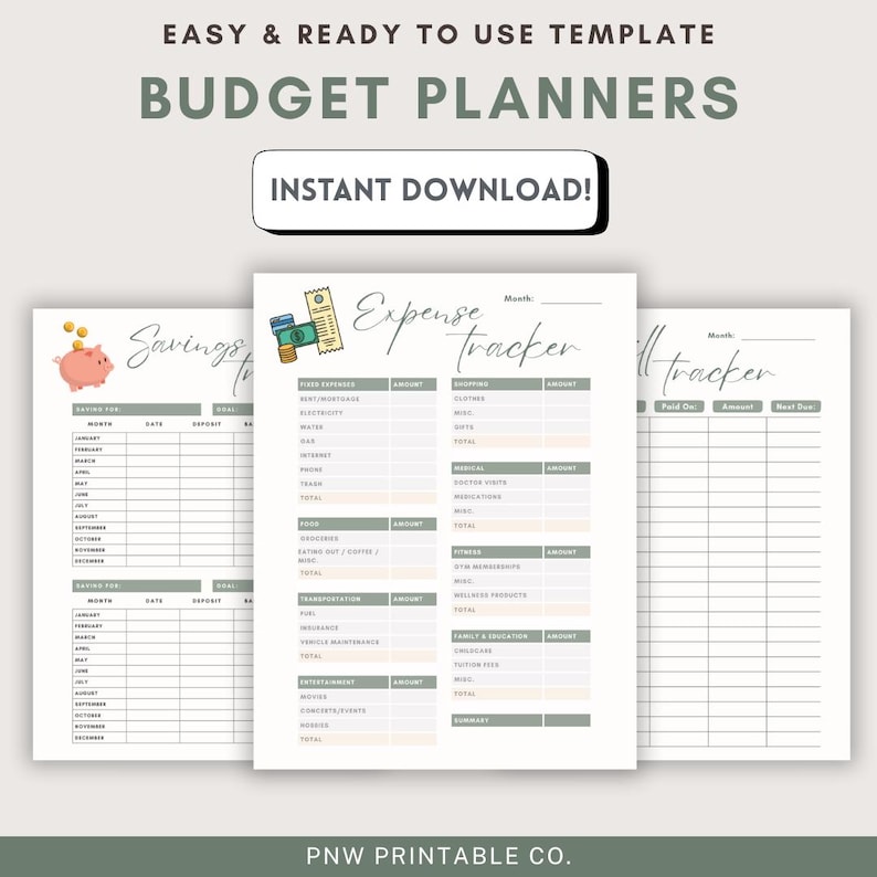 Colorful Budget Planner Bundle Printable Editable Monthly Budget ...
