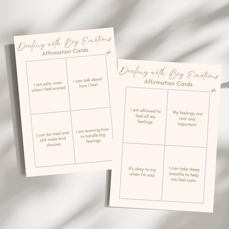 Affirmation Cards for Kids Big Feelings Digital Download Toddler ...