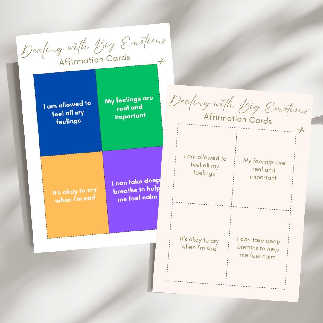 Affirmation Cards for Kids Big Feelings Digital Download Toddler ...