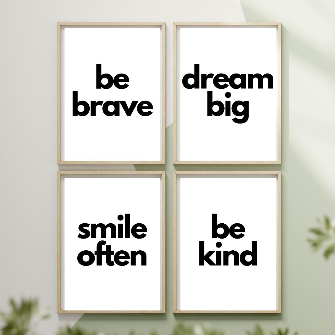 Minimalist Kids Wall Art Digital Print Motivational Wall Art Be Brave ...