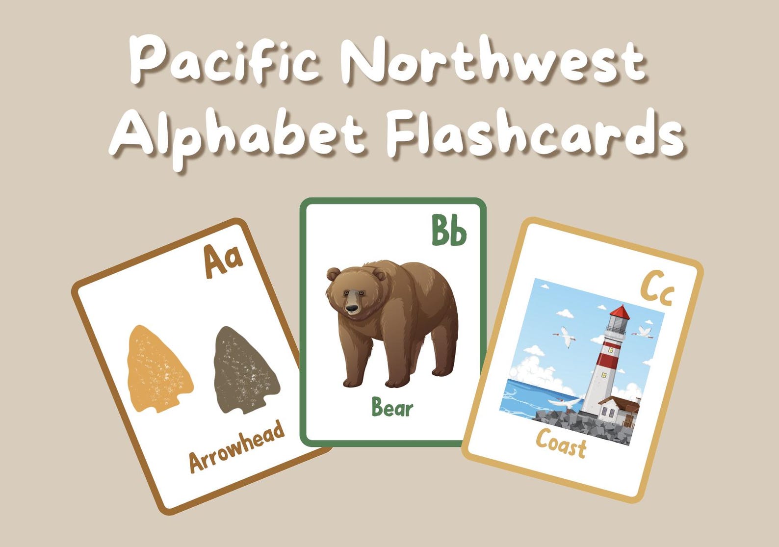 PNW Alphabet Flashcards for Kids | Pacific Northwest Nature ABC Cards ...