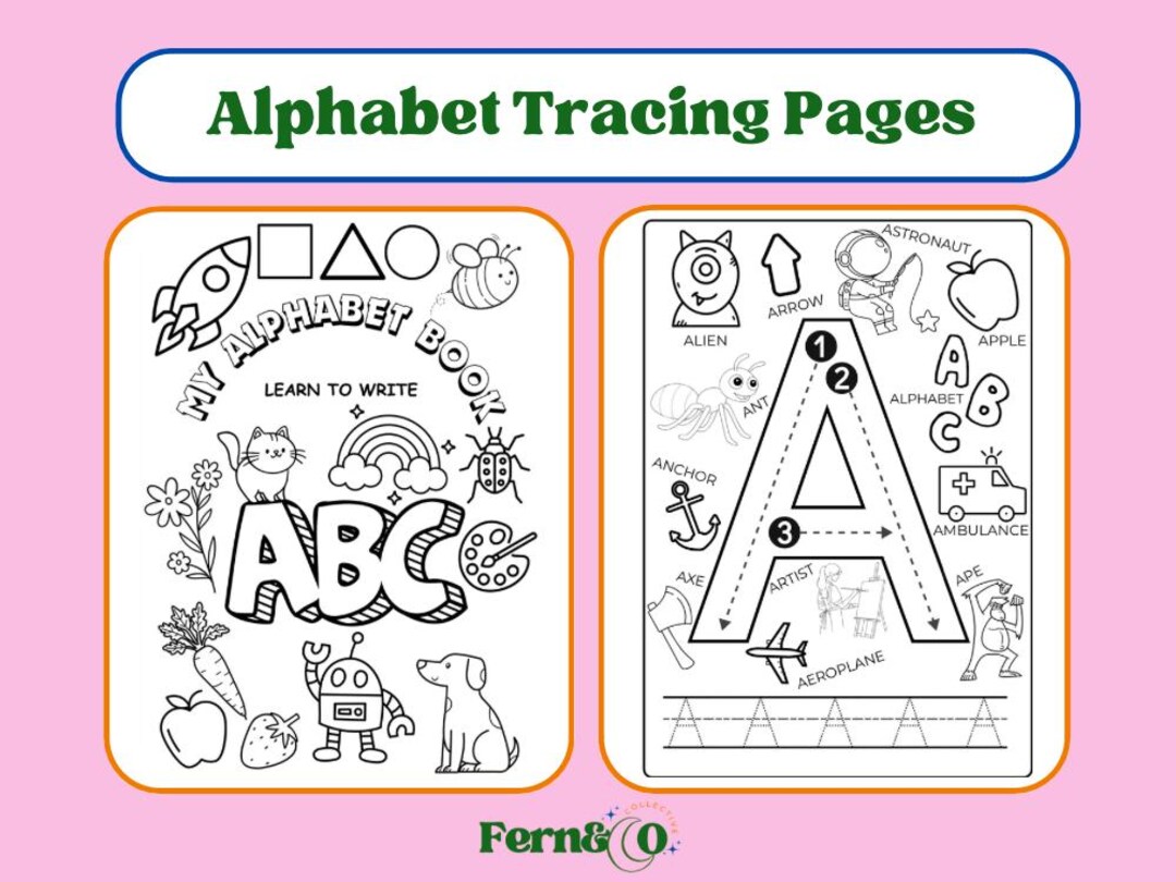 Kids Alphabet Tracing Colouring Book. Learn to Write Abcs. 28 Page ...
