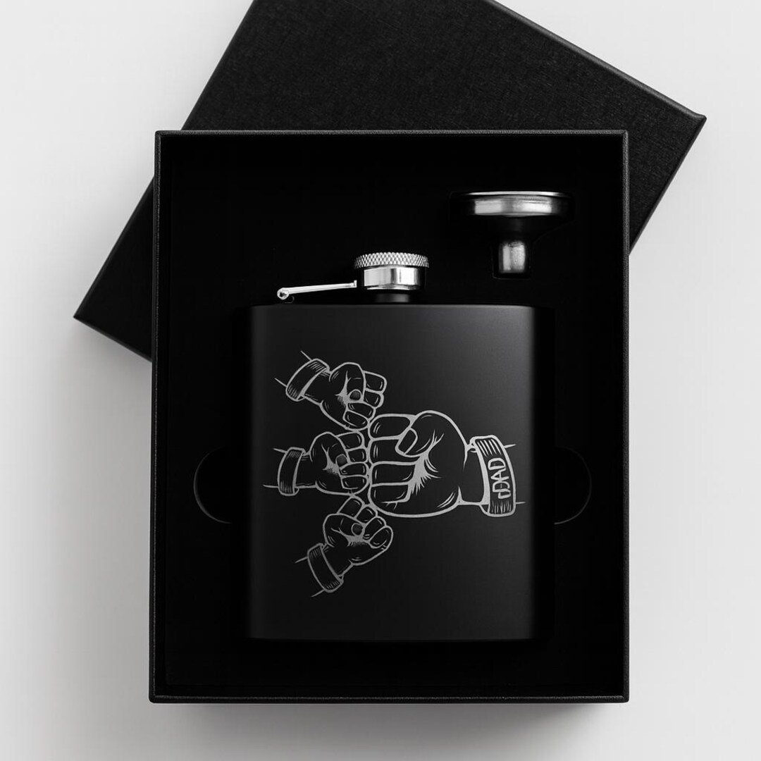 Engraved Matte Black Flask Set – Personalized Gift for Men - Etsy