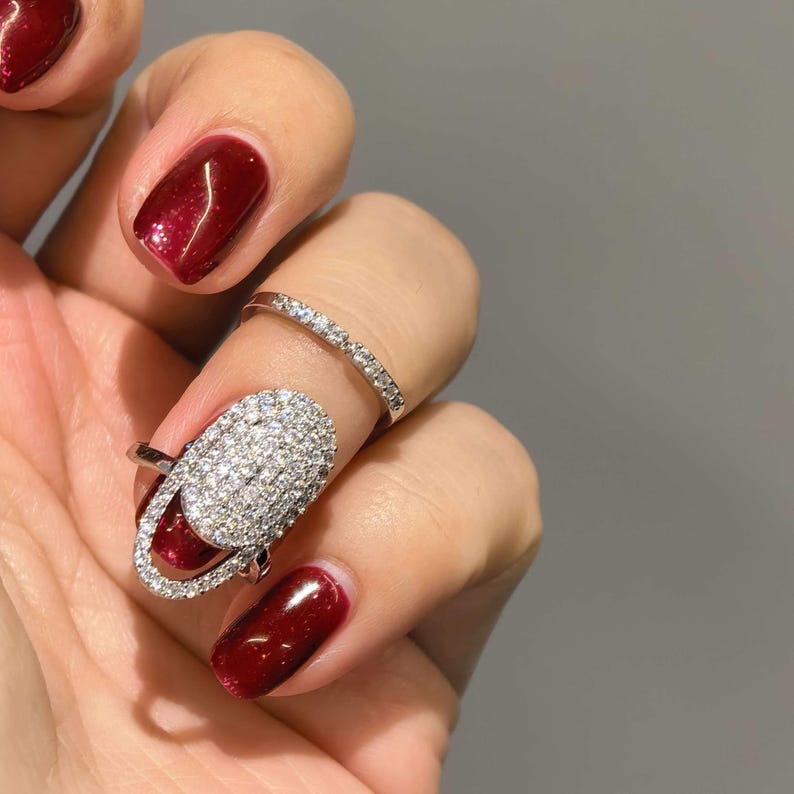 Nail Armor Ring, Handmade Crystal Finger Shield, Edgy Statement Ring ...