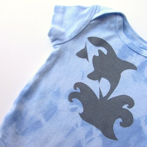 Whales Jumping for Joy (deep Gray on Tie-dye Blue One-piece) - 0-3M ...