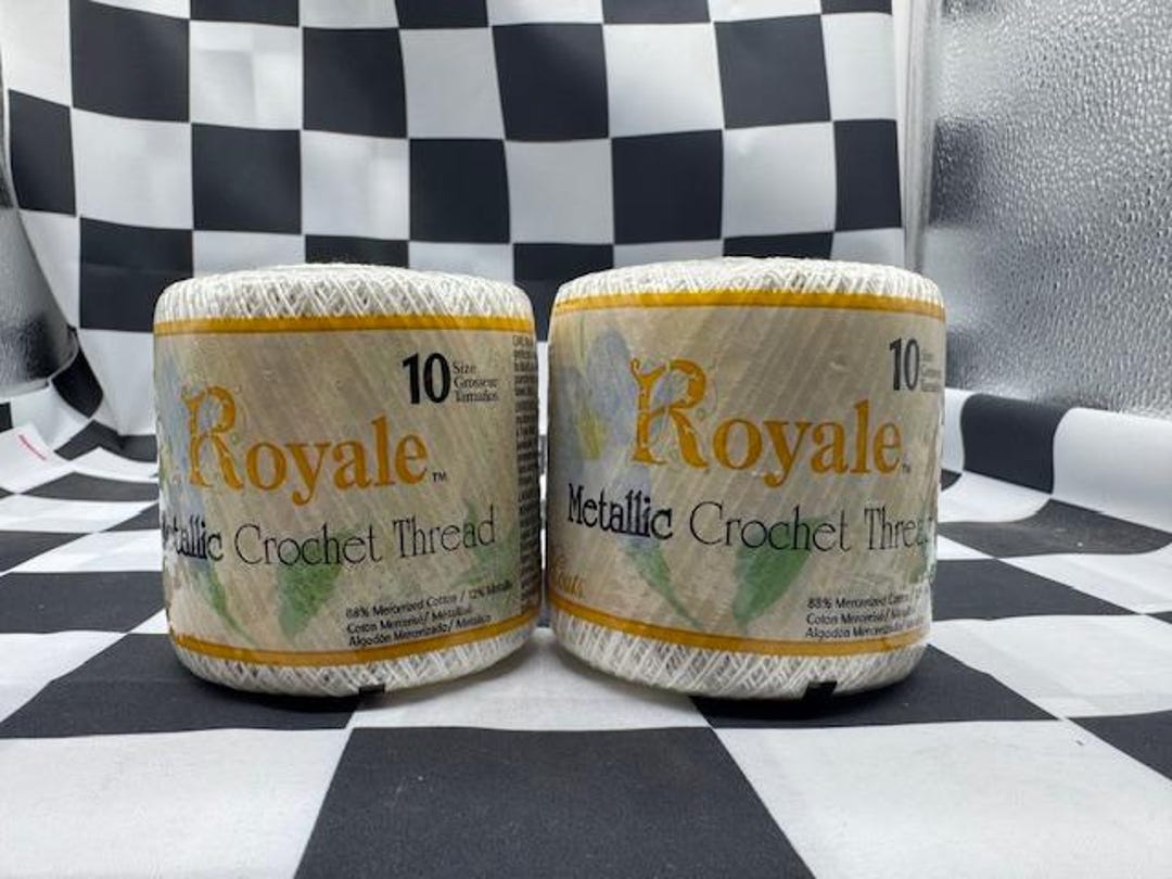 2 ROYALE Metallic Crochet Thread White Pearl Size 10 100 Yards Color ...