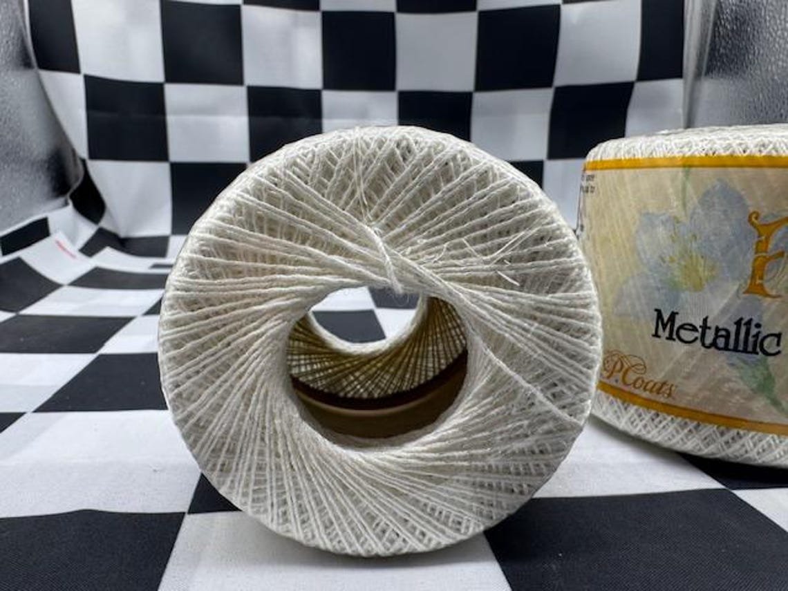 2 ROYALE Metallic Crochet Thread White Pearl Size 10 100 Yards Color ...