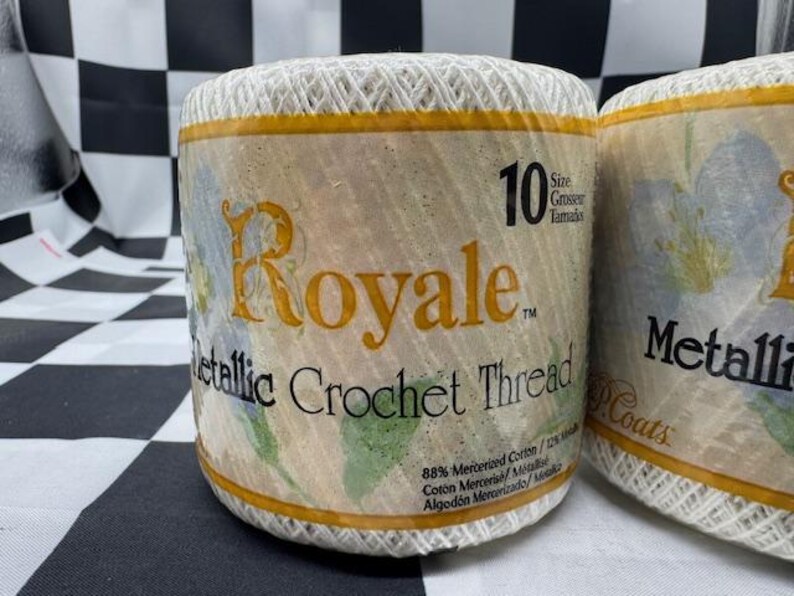 2 ROYALE Metallic Crochet Thread White Pearl Size 10 100 Yards Color ...