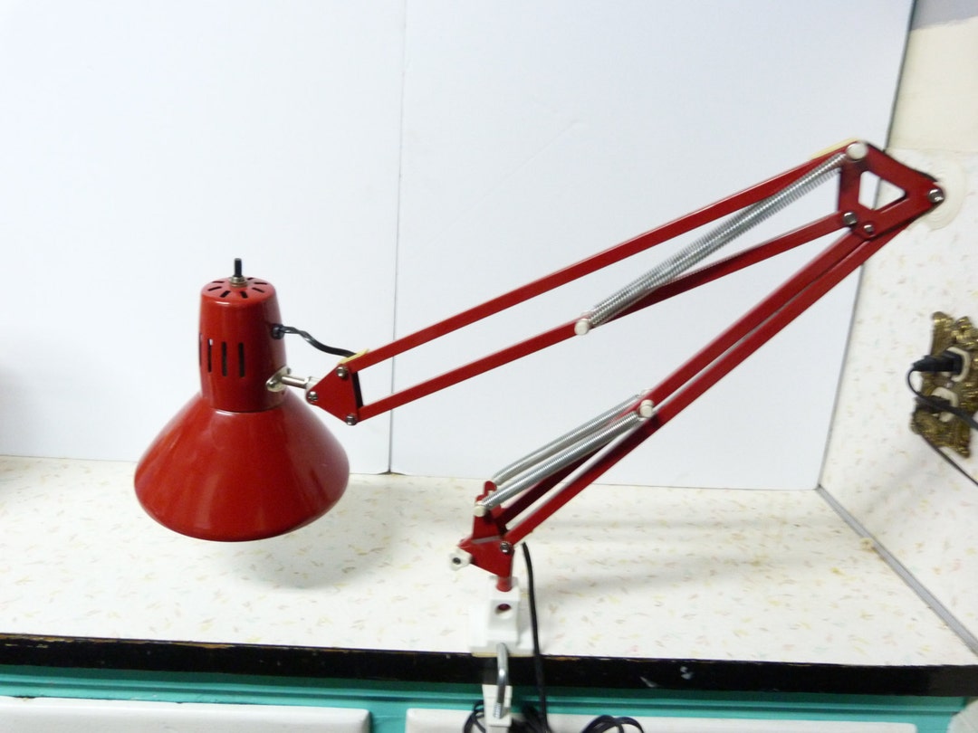 Vintage Bright Red Task Lamp Screw on Luxo Style Tension Task Lamp ...
