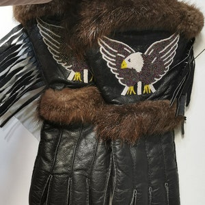 Vintage Native American Leather and Beaver Fur Mitts Large to XL - Etsy