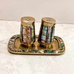 Vintage Abalone Shell and Silver Salt and Pepper Shakers Vintage - Etsy
