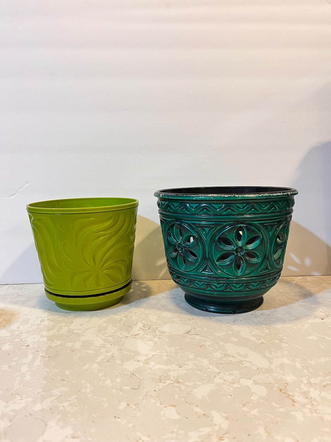 Vintage MCM Plastic Planter Pair Emsa and Rubbermaid 1970s Space Age ...