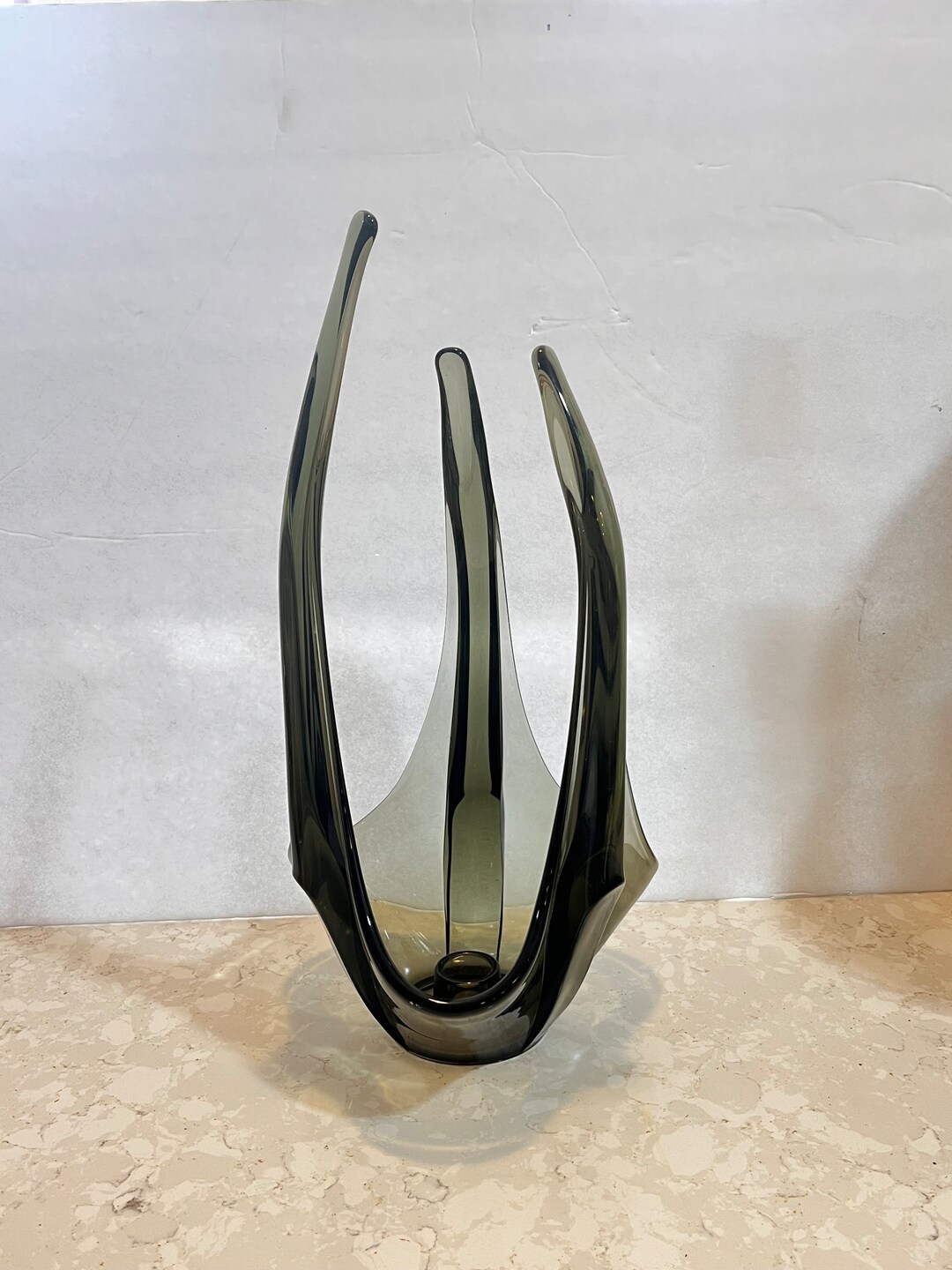 Rare Mid Century EPIC Viking Glass 3 Foil Candlestick Holder - Large ...