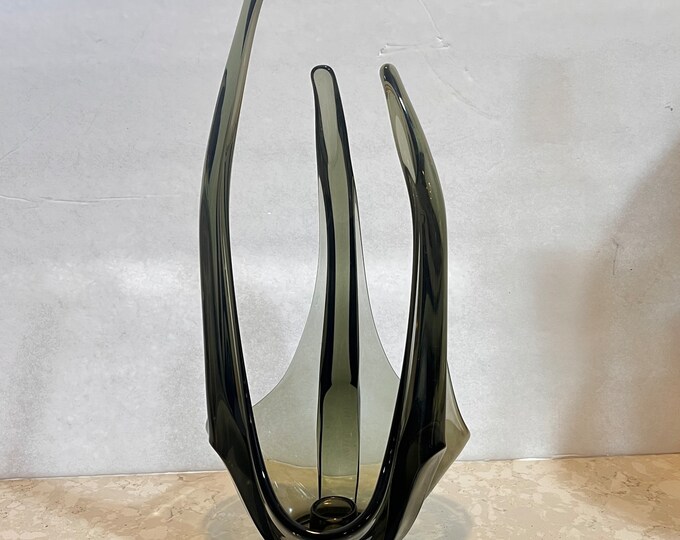 Rare Mid Century EPIC Viking Glass 3 Foil Candlestick Holder - Large ...
