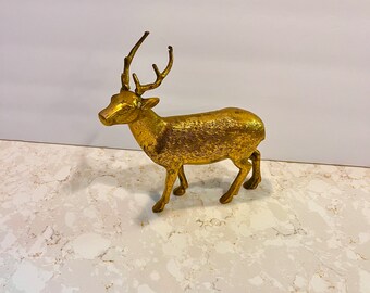 Vintage Brass Deer Figurines, Large Brass Deer, Mid Century Decor ...