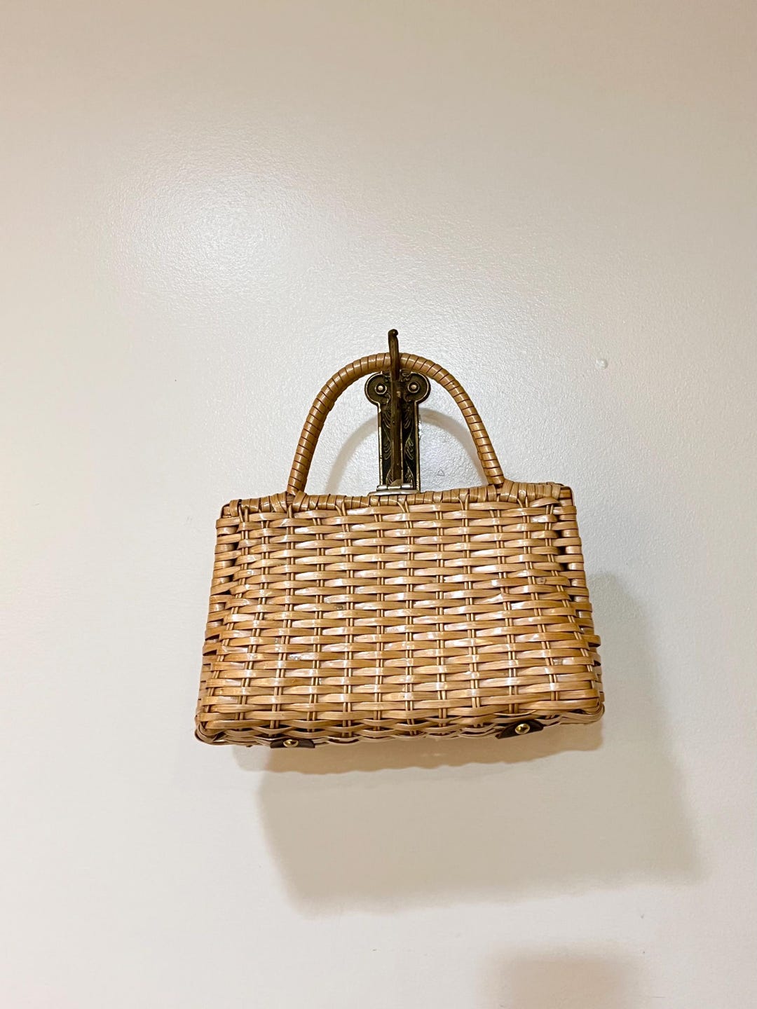 Vintage Basket Purse Basket Weave Purse Top Handle Mod Style Pin up ...