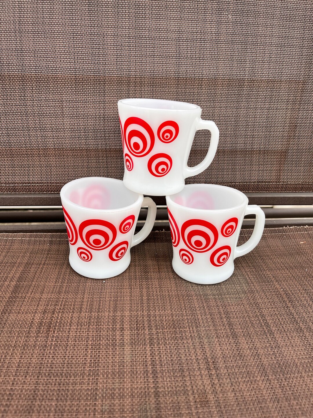 Vintage Bullseye Fire King Mug Red X3 - Etsy