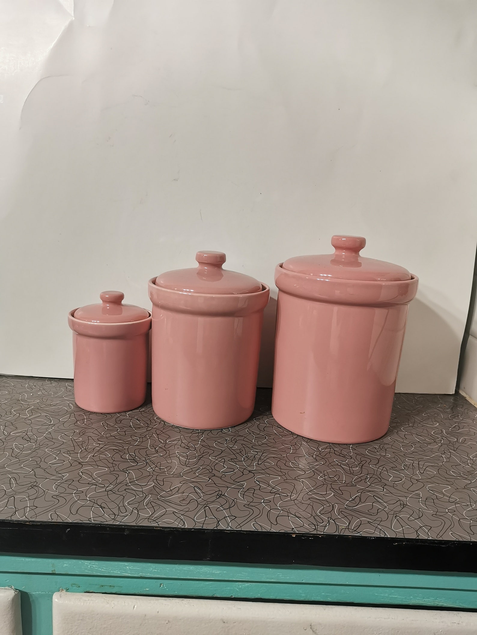 Vintage 1970's Canister Set Pink Japan | Etsy