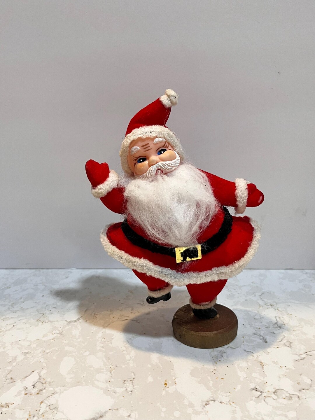 Vintage Flocked Santa Claus Dancing - Etsy