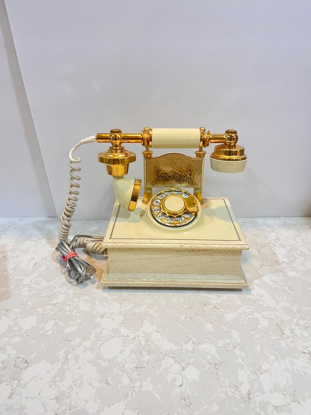 Vintage Gold and Cream Rotary Phone 1970s Deco Style - Etsy