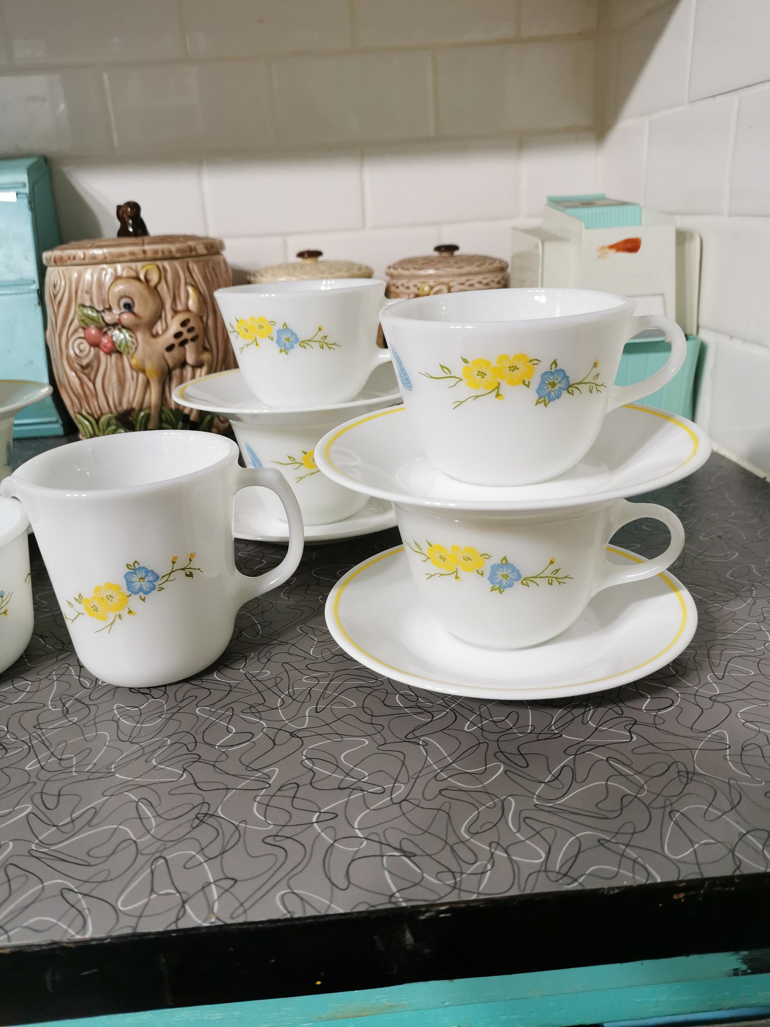 Pyrex Flirtation Tea Set Cream And Sugar Set | Etsy