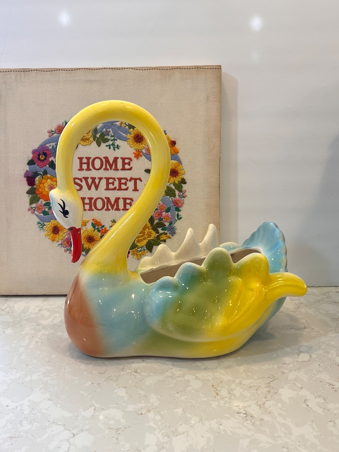 Mid Century Kitschy Swan Planter Colorful LARGE Planter Ceramic - Etsy