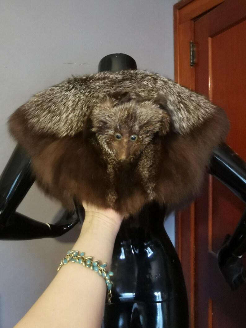Vintage Silver Fox Fur Stole With Head on Back Fox Head Taxidermy - Etsy
