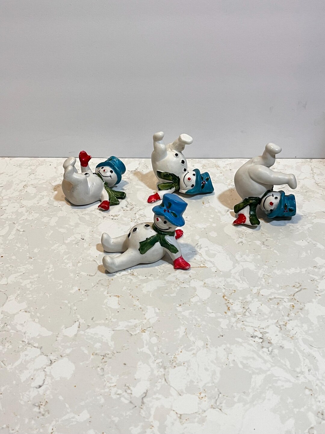 Vintage Bisque Tumbling Snowmen - Etsy