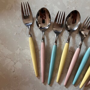 Vintage Pastel Cutlery Set Flatware Set 1950s - Etsy