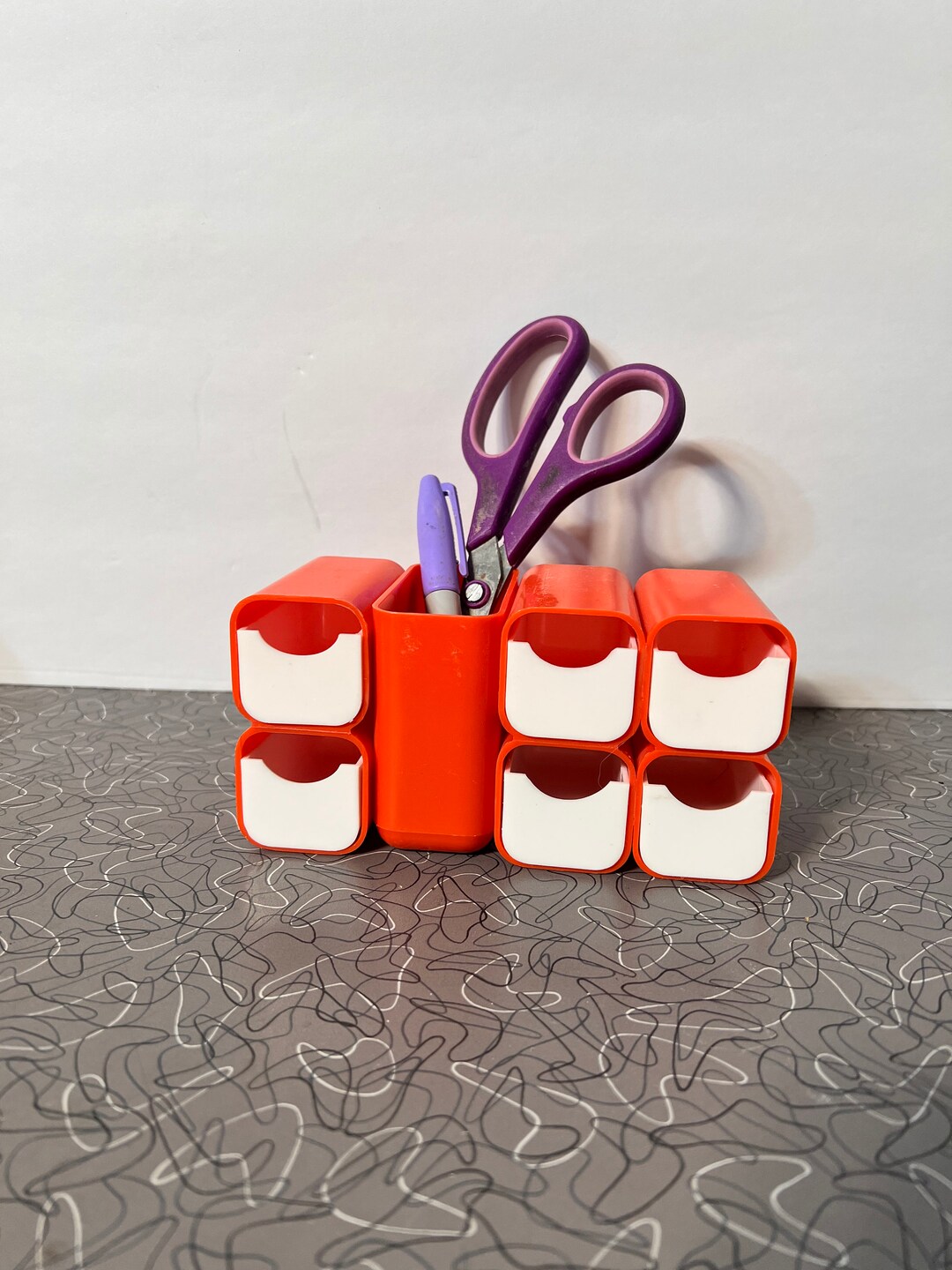 Mid Century Modern Desk Organizer Bright Red Vintage Modern Desk ...