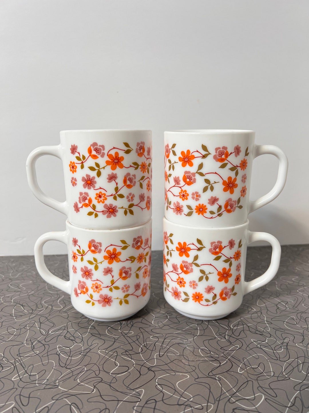 Arcopal Mug Set of 4 Scania Pattern - Etsy