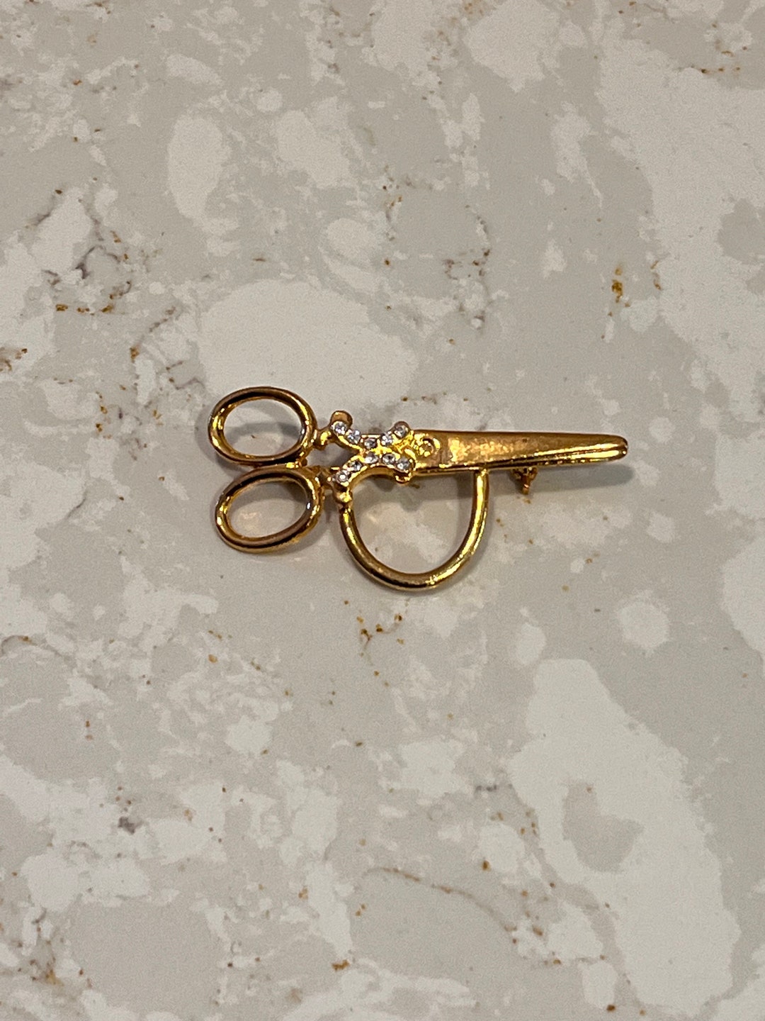 Vintage Scissors Brooch Eyeglass Holder Rhinestone Classy Crafty Brooch ...