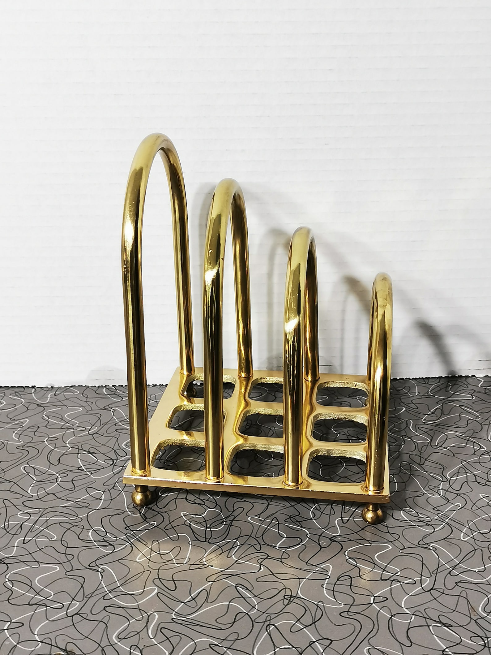 Vintage Brass Record Holder or Desk Organizer Record Vinyl Rack Record ...