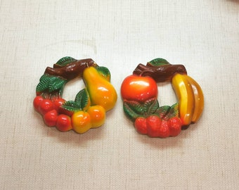 Fruit Chalk Ware Wall Pear Plaques Vintage Kitchen Decor - Etsy