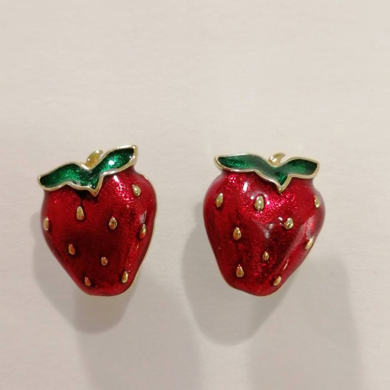 Strawberry Earrings - Etsy