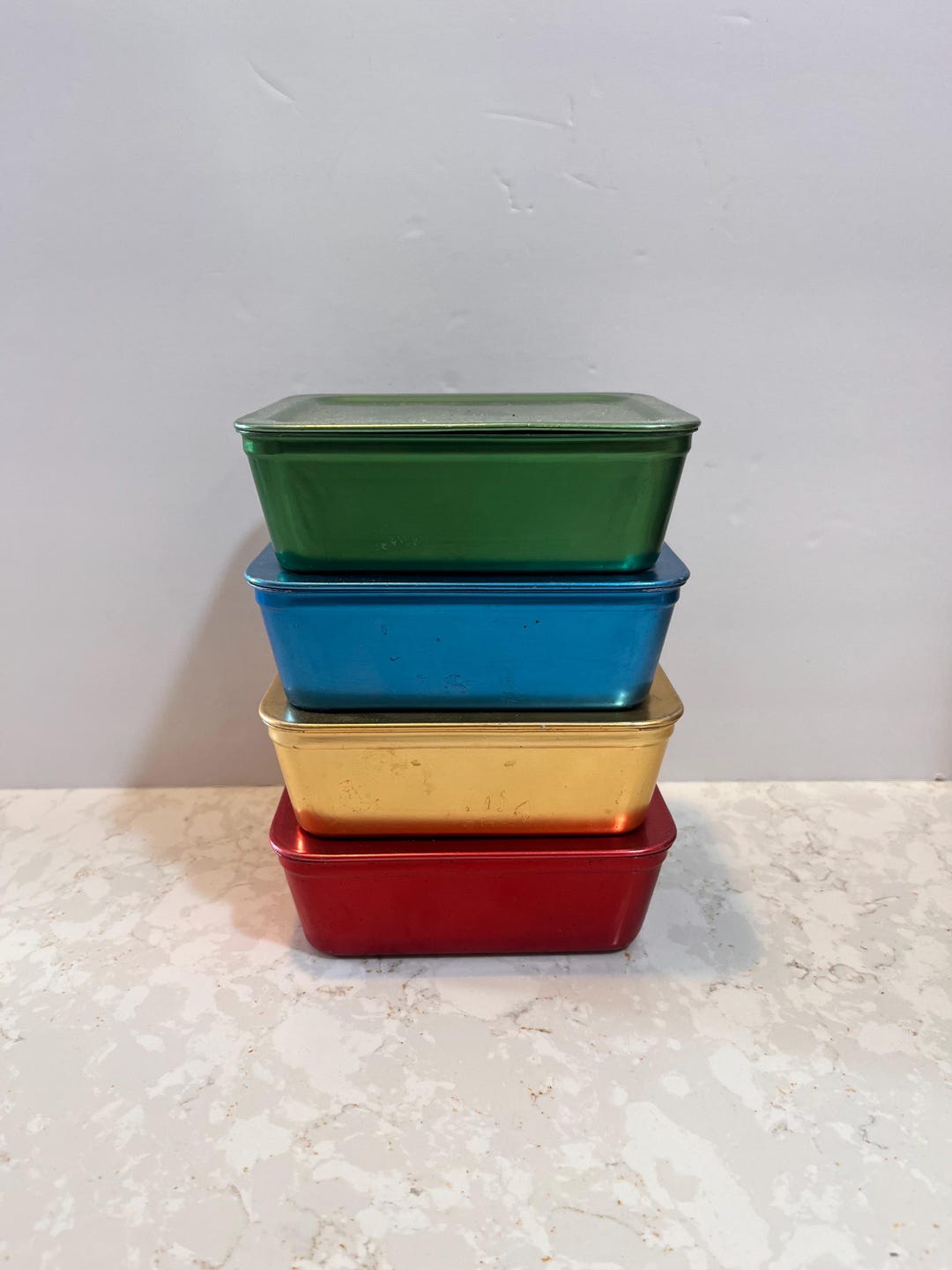 Vintage Anodized Aluminum Food Storage Container Refrigerator Dishes - Etsy