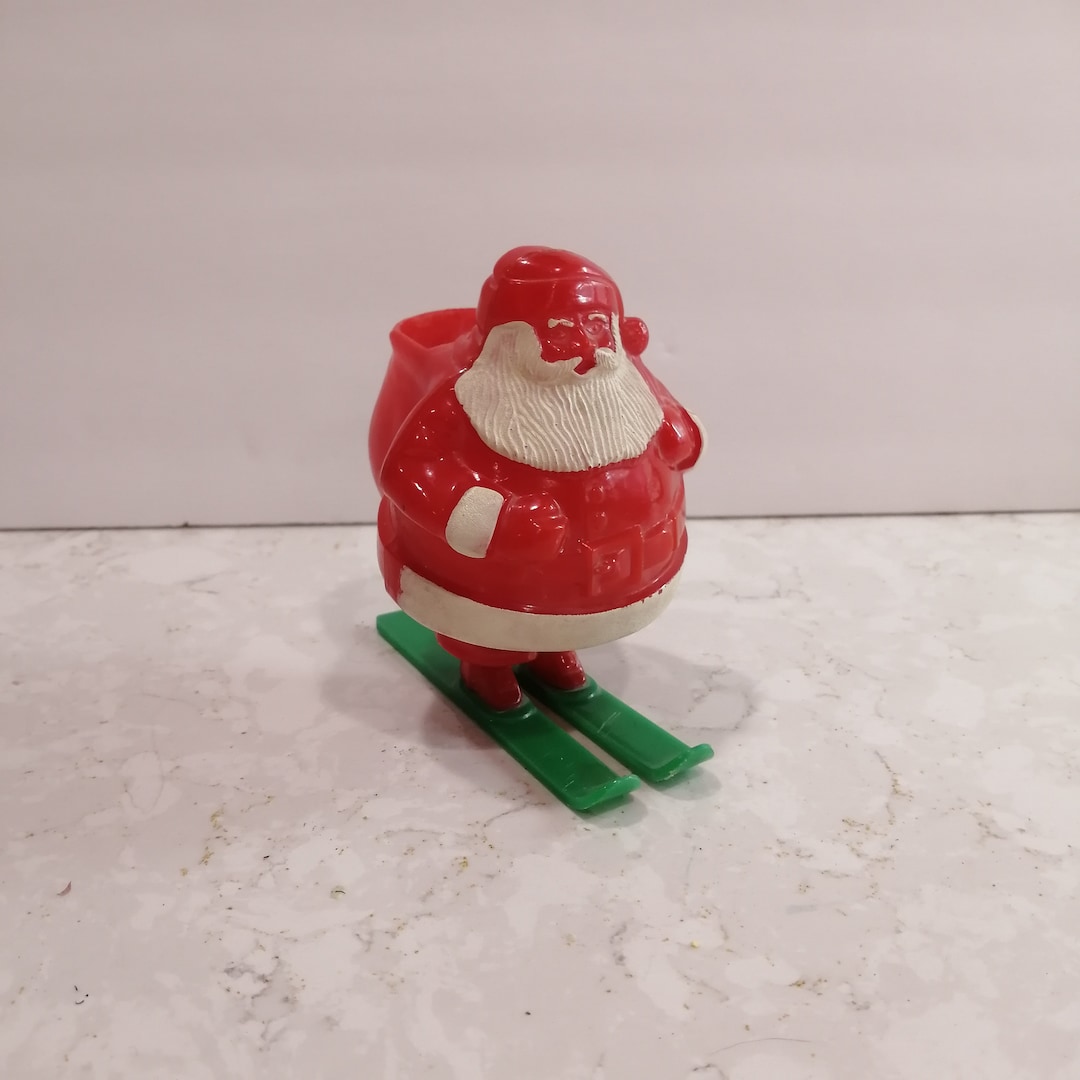 Vintage Celluloid Santa Claus Skiing Vintage Early Plastic - Etsy