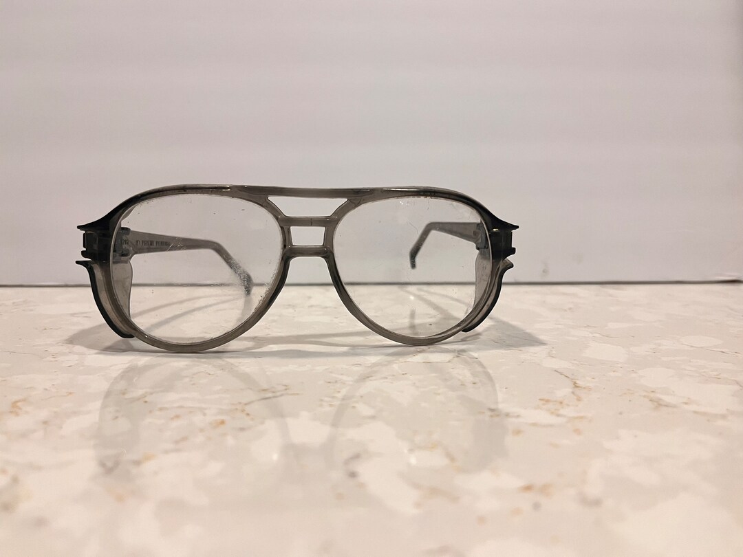 Vintage 1970's Aviator Style Safety Glasses Green Lenses Retro Safety ...