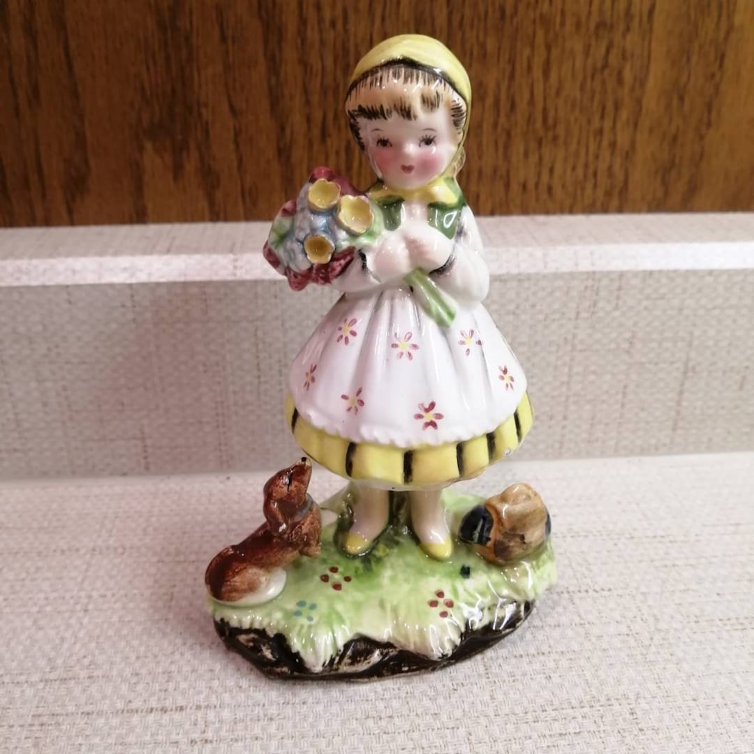 Vintage Lefton Flower Girl Figurine ESD - Etsy