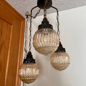 Triple Swag Lamp Hollywood Regency Mid Century Modern Swag Lamp Vintage ...