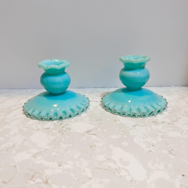 Turquoise Milk Glass - Etsy