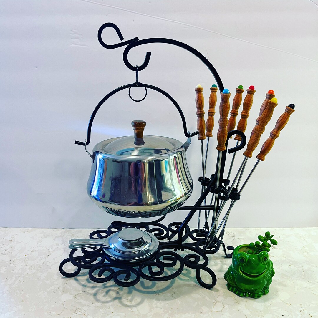 Vintage Fondue Pot Cauldron Style Witchy Vibes Halloween Decor Complete ...