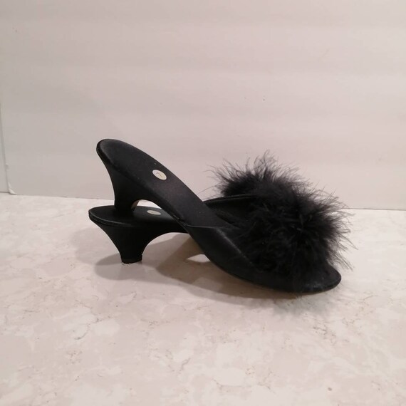 Fluffy True Vintage Boudoir Slippers 1960s Satin Mari… Gem
